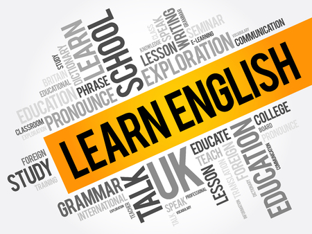 Learn English word cloud collage, education concept background: Royalty ...