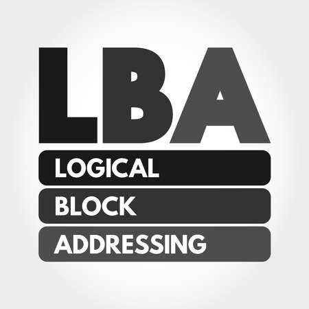 LBA - Logical Block Addressing acronym, technology concept background:: tasmeemME.com