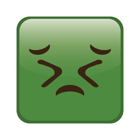 Confounded cartoon face in square shape, icon over white background ...