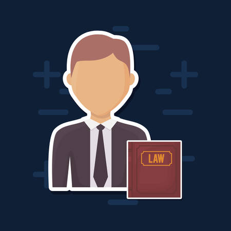 avatar lawyer man and law book over blue background, colorful design ...