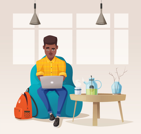 Funny business character in the working environment. Cartoon vector ...