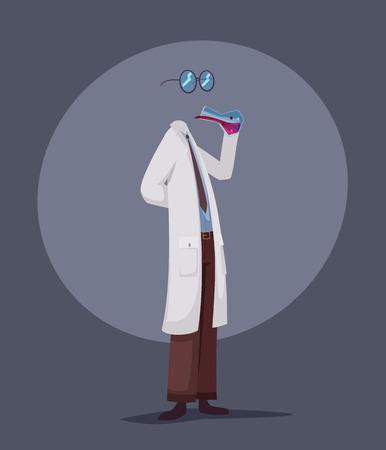 Crazy scientist drink potion. Funny character. Cartoon vector ...