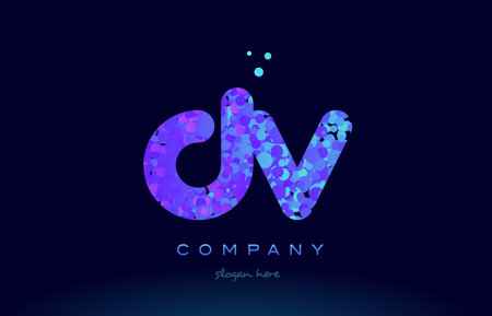 dv alphabet pink blue bubble circle dots logo icon design template ...
