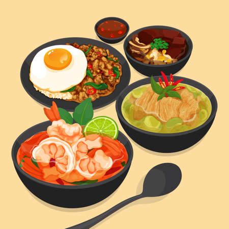 Vector of Thai street food restaurant - ID:1-184241795 - Royalty Free ...