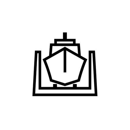 Vector of Ship in dry dock outline icon. - ID:1-140589081 - Royalty ...
