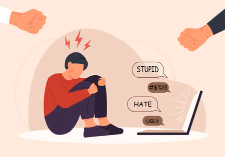Vector of Online violence concept. Young - ID:1-183296073 - Royalty ...