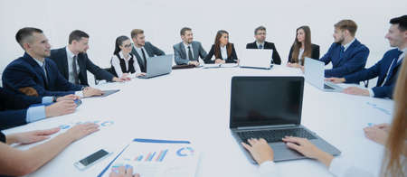 Round table discussion at Business convention and Presentation. - Stock ...