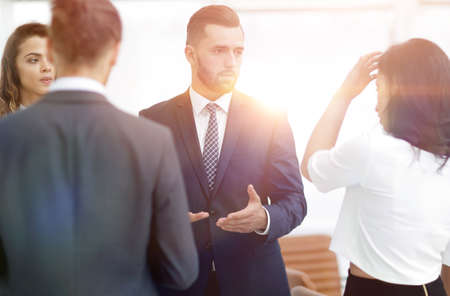 business people argue standing in office - Stock Image - Everypixel