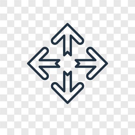 Move concept vector linear icon isolated on transparent background ...