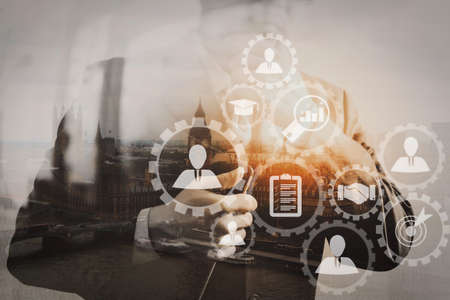 Human resources management with recruitment business working concept ...