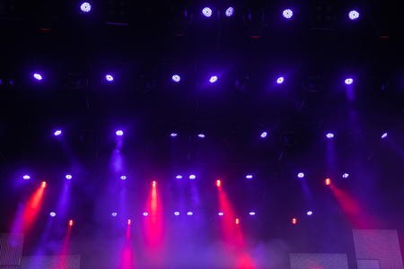 Concert light. Empty music scene. Theater lighting. Light music. Light ...