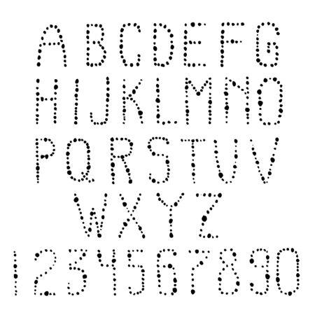 Handwritten dotted capital letters. Modern decorative font. Letters and ...