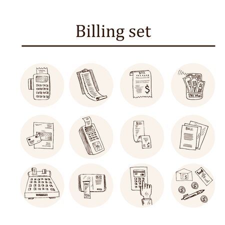 Vector of Billing hand drawn doodle set. - ID:1-147421328 - Royalty ...