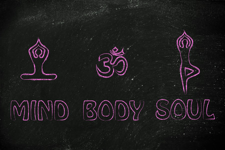 mind body and soul design inspired by yoga, with asanas (yoga poses ...