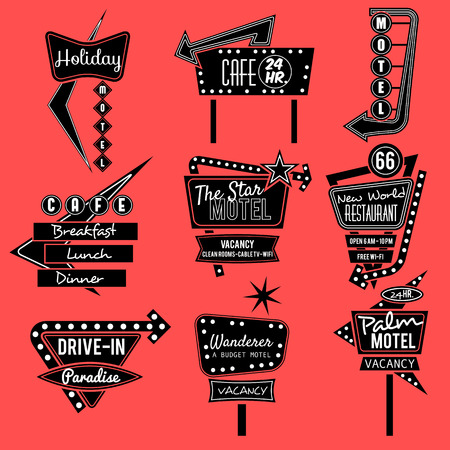 Vector of vintage neon sign,road - ID:43009946 - Royalty Free Image ...