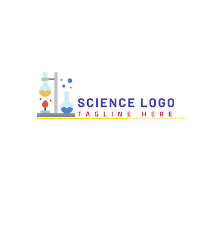 science logo design concept with glass mixed with blue and yellow ...
