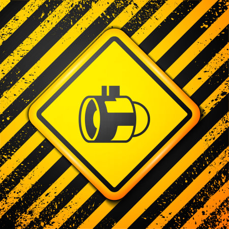 Black Jet engine turbine icon isolated on yellow background. Plane ...