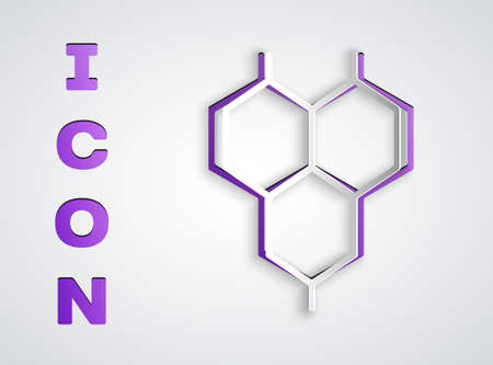Paper cut Chemical formula icon isolated on grey background. Abstract ...