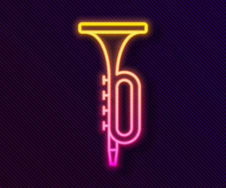 Glowing neon line Trumpet icon isolated on black background. Musical ...