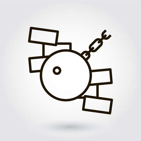 Black flat line icon with a picture of a symbol dismantling demolition ...