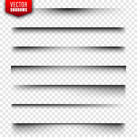 Vector shadows set. Page dividers on transparent background. Realistic ...