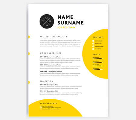 Vector of Yellow CV resume template - - ID:1-98087715 - Royalty Free ...