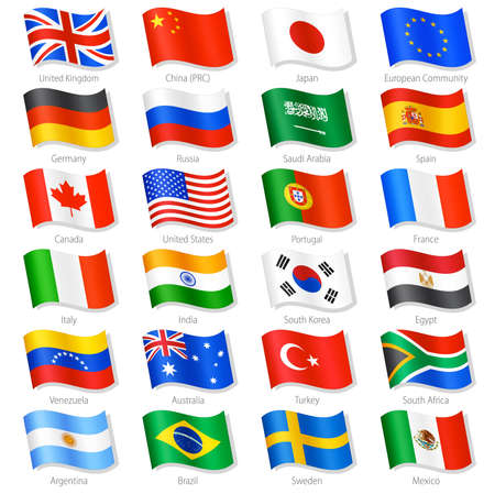 Vector Collection of 24 Top World Countries National Flags, in ...