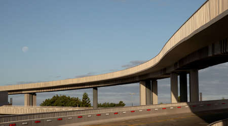 Modern concrete elevated road way or overpass system on columns - Stock ...