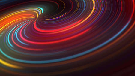 Abstract twisted digital bright neon lights on dark background ...