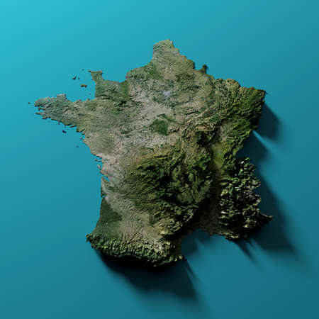 Photo of France 3D relief map - ID:1-139790544 - Royalty Free Image ...
