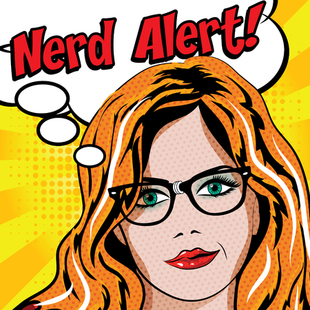 Ilustración del Pop art woman with nerd alert - ID:1-55269044 - Imagen ...