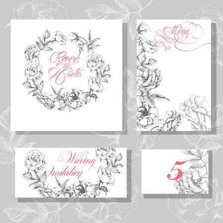 Wedding Invitation Cards with blooming roses Use for Boarding Pass ...