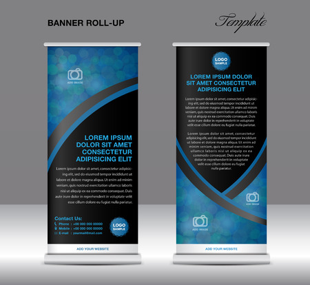 Blue and black banner stand template, stand design,banner template,blue ...