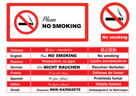 No Smoking Sign in different Languages:: tasmeemME.com