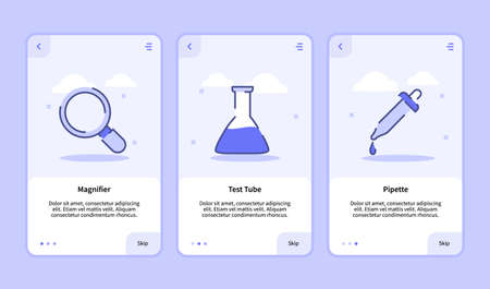 Magnifier test tube pipette onboarding screen for mobile apps template ...