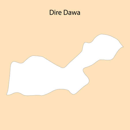 High Quality map of Dire Dawa is a region of Ethiopia, with borders of ...
