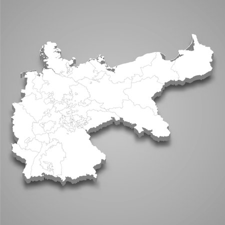 3d isometric map of German Empire isolated with shadow, former state ...