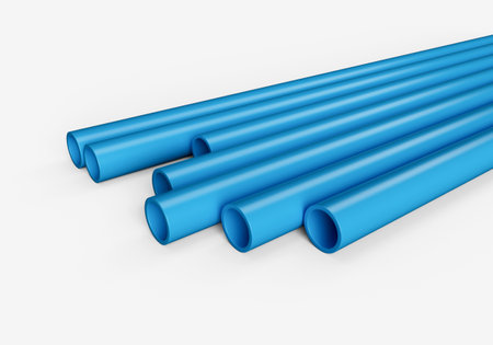 Blue PVC pipe connection PVC pipes for drinking water front view 3d ...