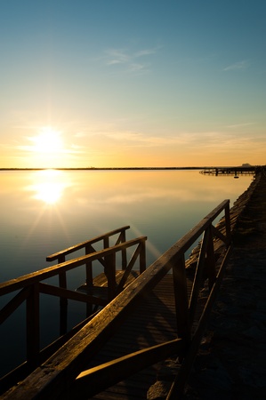 Sunrise on a jetty at La Manga del Mar Menor, Spainの写真素材 [40012101993 ...