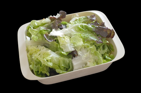 Red and green oak lettuce in box. vegetable for salad - Stock Image ...