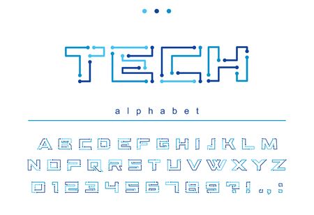 Circuit board geometric font. Digital technology, futuristic, future ...