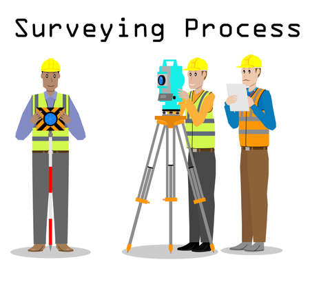 Process of surveying name"Route survey".Surveyor use Total station for ...