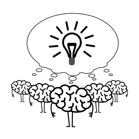 Brain team cooperation. Vector concept illustration of teamwork with on ...