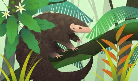 Tree Pangolin Climbing