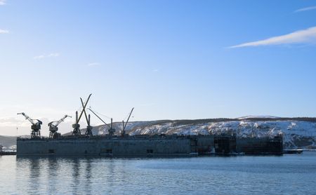 Floating dock in port of Murmansk. North of Russia.の写真素材 [40002673651 ...