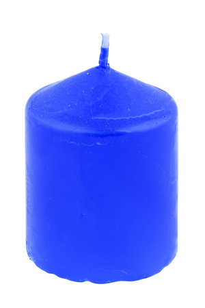 Blue paraffin scented candle, isolated on a white backgroundの写真素材 ...