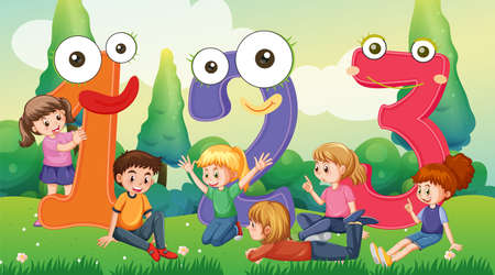Vector of Number 1 2 3 with children - ID:1-184854011 - Royalty Free ...