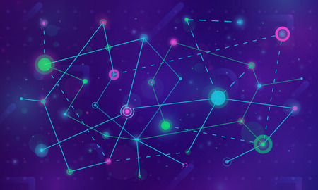 High technology process. Network concept connections with lights, lines ...