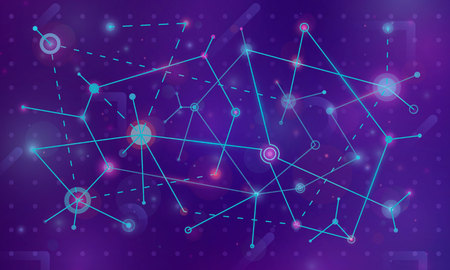 High technology process. Network concept connections with lights, lines ...