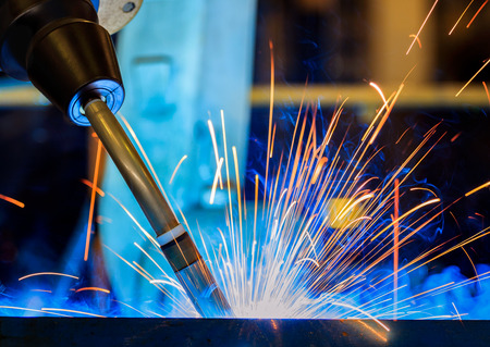 Close up torch body of robot welding - Stock Image - Everypixel